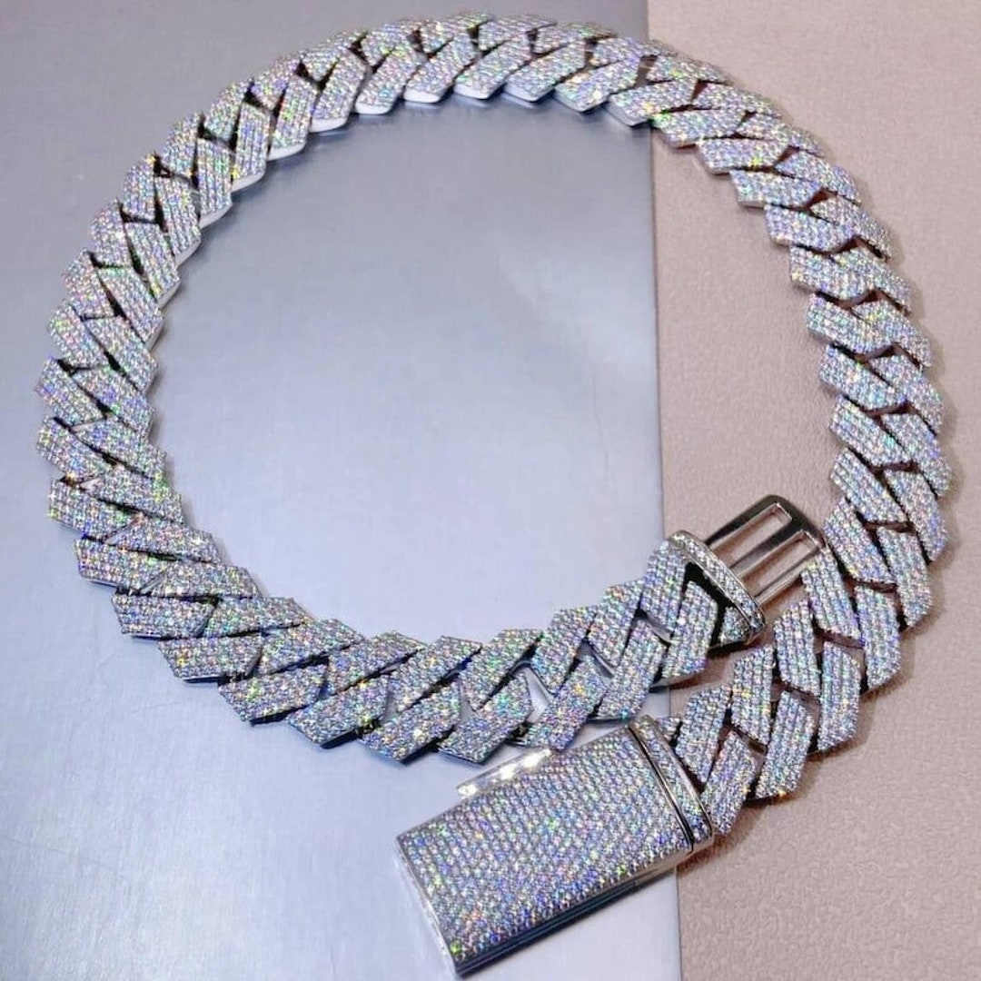 20mm Cuban Link Chain, Moissanite Iced Out Pave Cuban Bracelet, Luxury ...