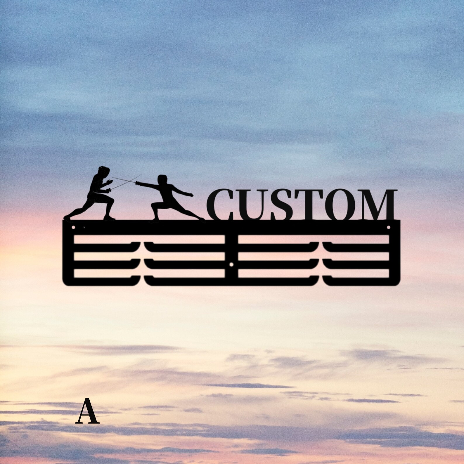 Personalized Fencing Match Medal Holder, Customized Fencer Names, Color ...