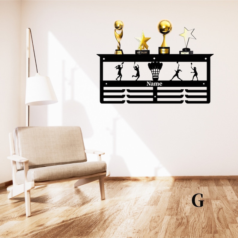 Custom Badminton Medal Holder, Custom Name on Medal Hanger, Color Medal ...