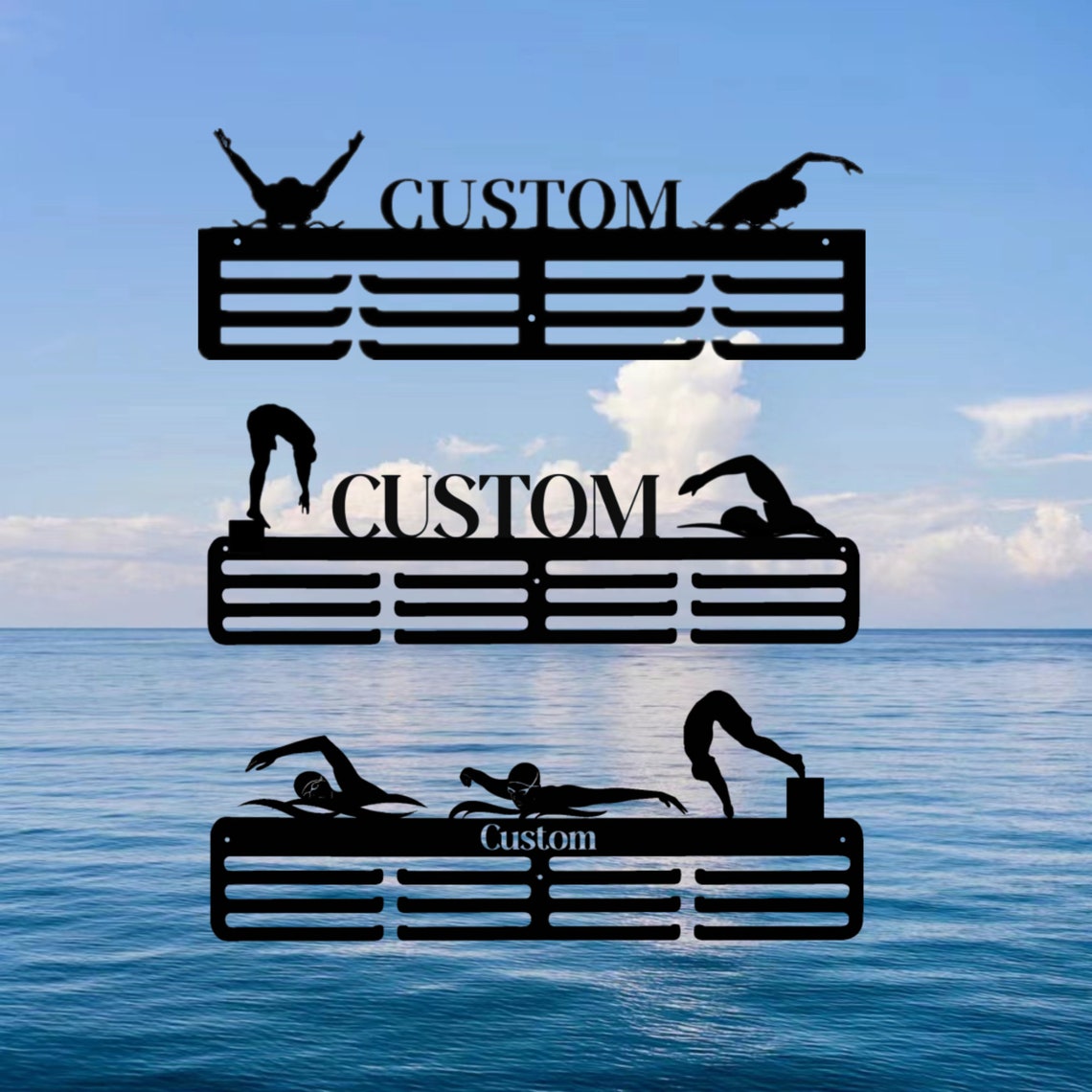 Custom Swimming Medal Holder, Personalized Name of Swimmer Medal Hanger ...