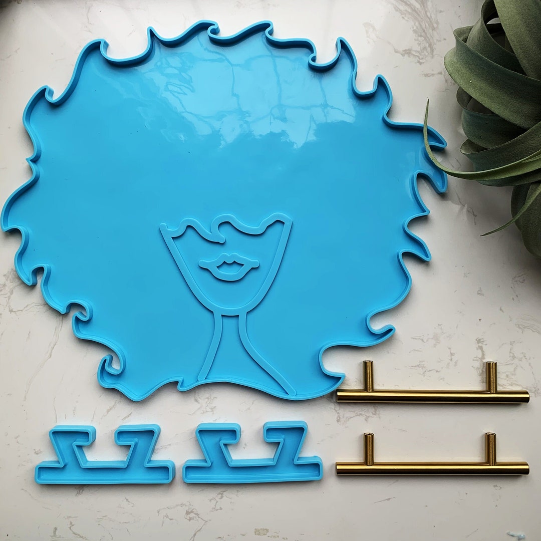 Large 14" Curl Afro Coaster Mold | Afro Tray Coaster Mold | Handle Mold ...