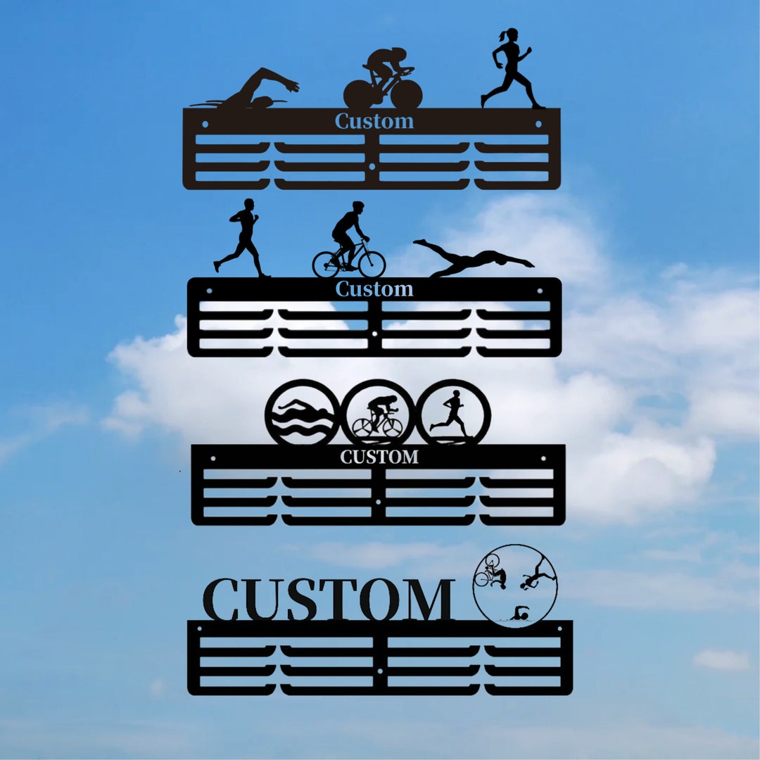 Custom Triathlon Medal Hanger, Custom Triathlete Names Medal Holder ...