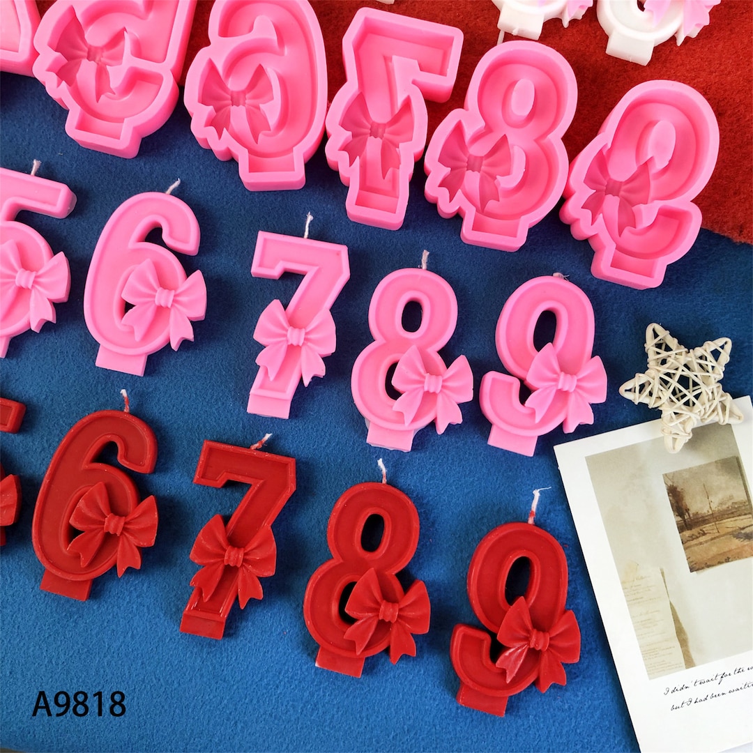 Bow Tie Number Silicone Mold,number Cake Decor Chocolate Fondant Resin ...