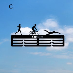 Custom Triathlon Medal Hanger, Custom Triathlete Names Medal Holder ...