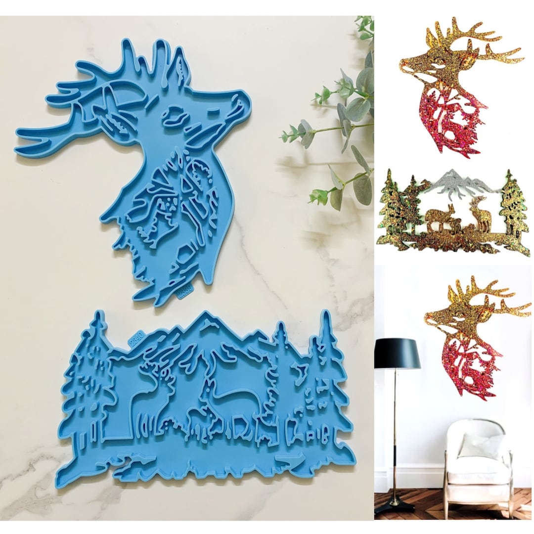 Large Deer Head Silicone Mold Wall Resin Art Mold Deer Tray Mold ...