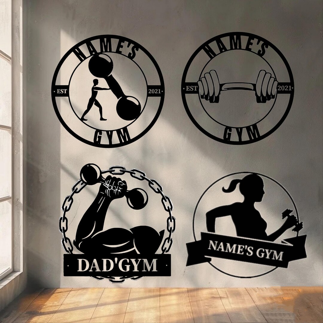 Custom Metal Gym Sign, Personalized Powerlifting Sport Metal Wall Art ...