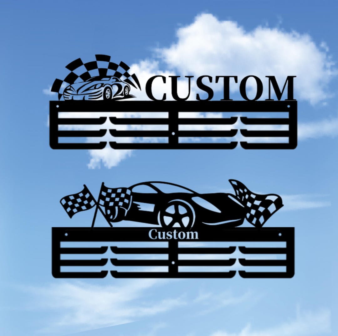 Custom Checkered Flag Racing Medal Holder, Custom Racer Names，checkered ...