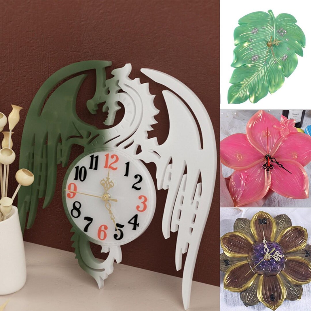 Dragon Clock Mold Set | Flower and Leaf Clock Silicone Mold for Wall ...
