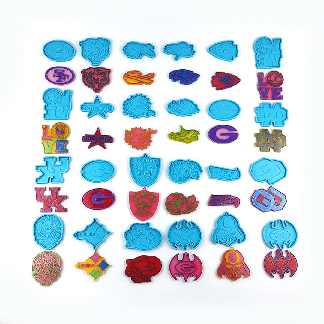 24pcs Football Team Logo Keychan Silicone Molds Set Football Team ...