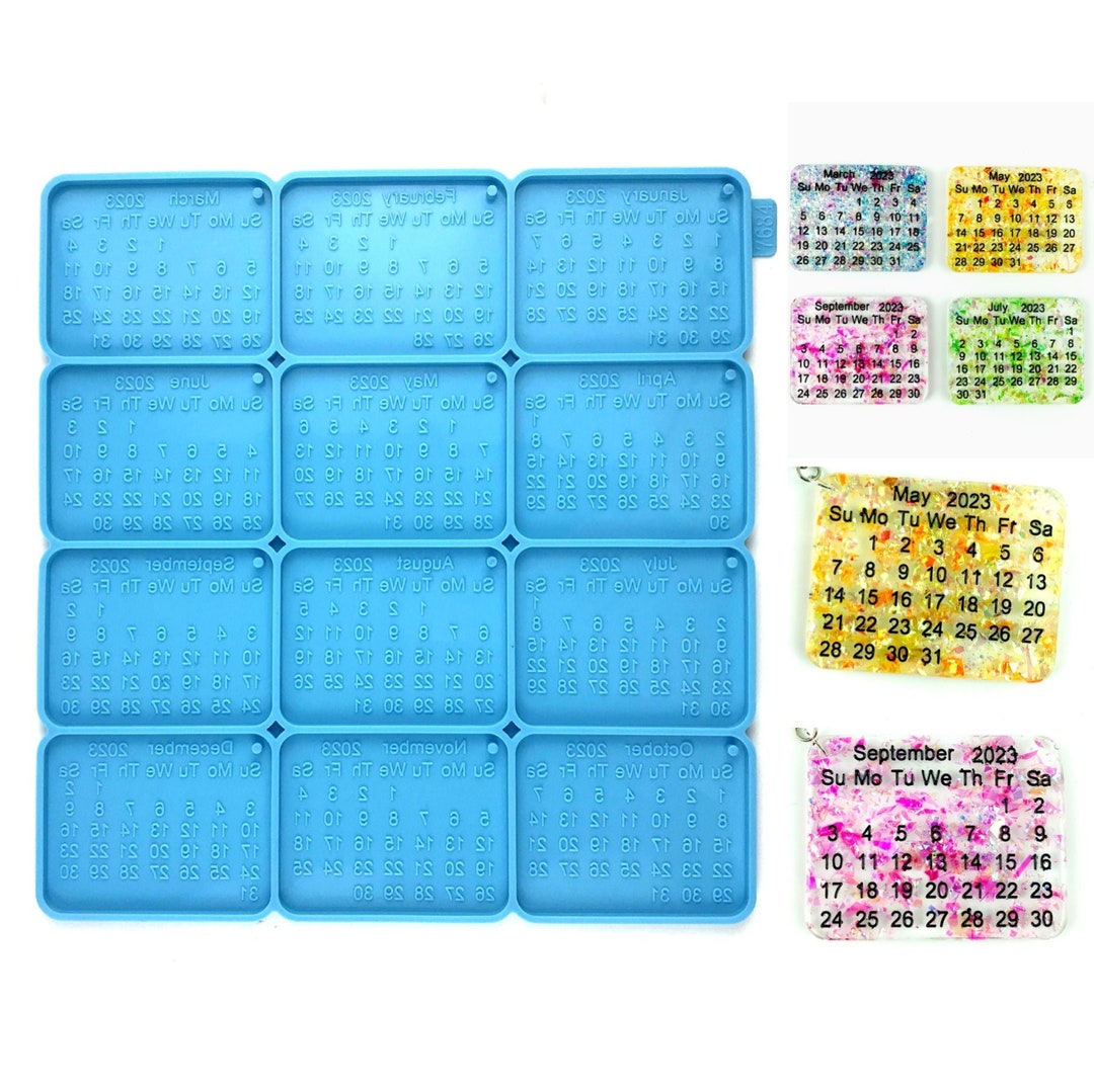 2023 Calendar Keychain Molddiy Square Year Calendar Keychain Silicone ...