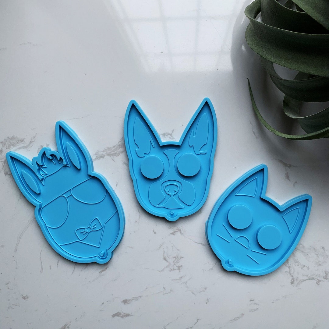 Cat and Dog Self Defense Silicone Molds | Resin Keychain Mold | Baking ...