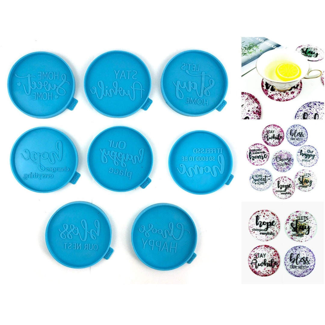 Words Coaster Mold Words Letter Silicone Mold Resin Talk Tray Mold Mat ...