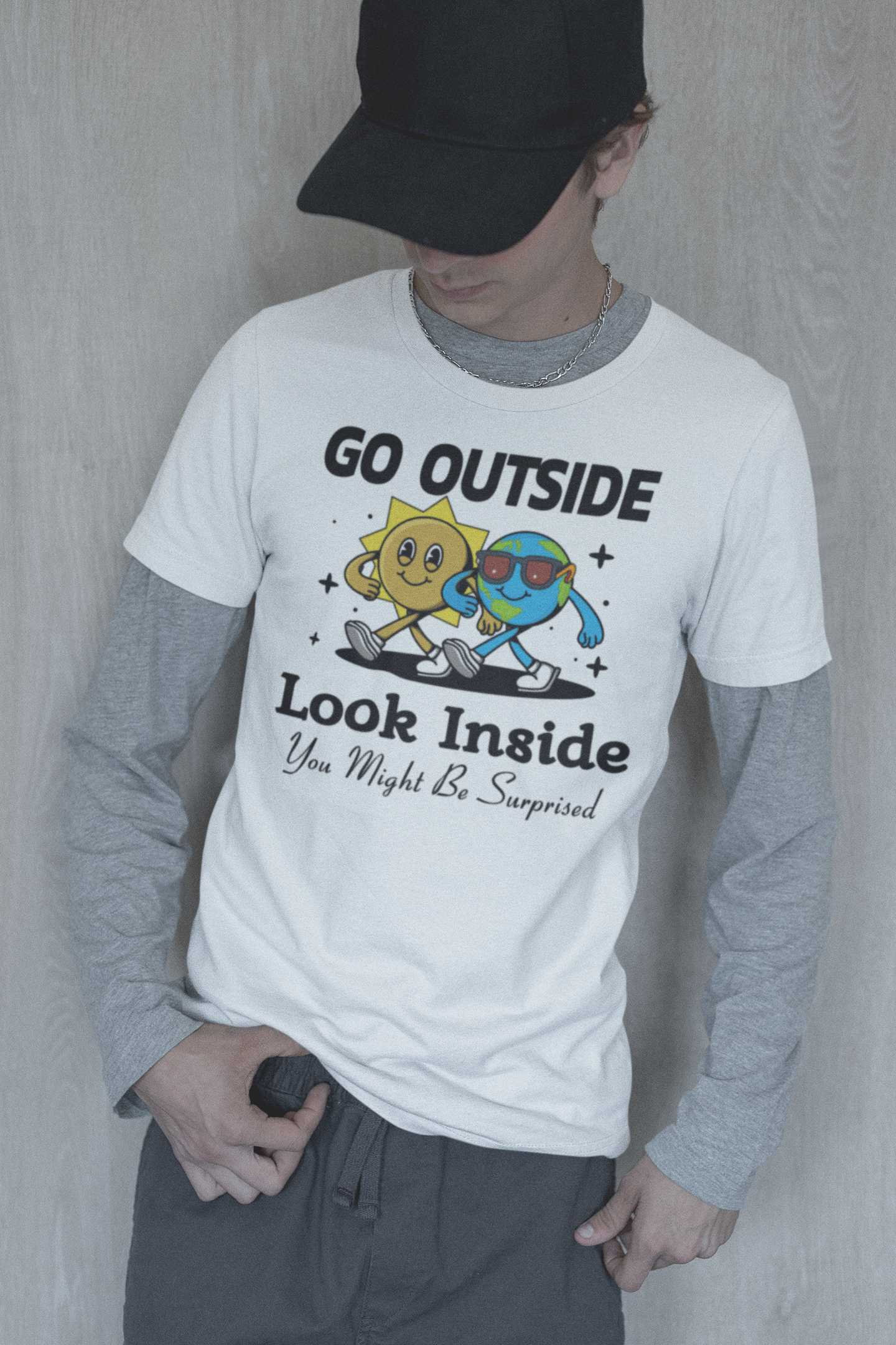 Go Outside Look Inside Aesthetic T Shirt, Trendy T Shirt, Vintage Graphic T Shirt, Retro Cartoon ...