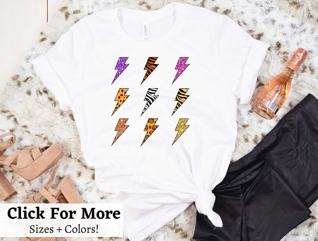Lightning Bolt Shirt, Lightning Bolt Grid T Shirt, Womens Gifts, Leopard Zebra Cheetah ...