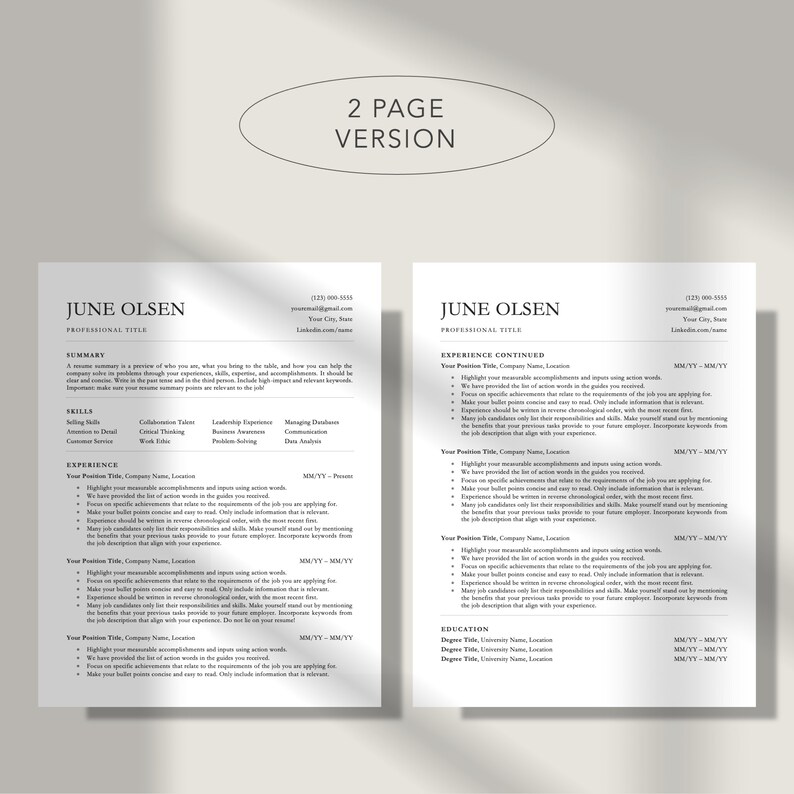 Ats-friendly Resume Template | Word, Google Docs | Simple Professional ...
