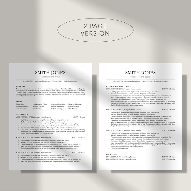 Ats-friendly Resume Template | Word, Google Docs | Minimalistic ...