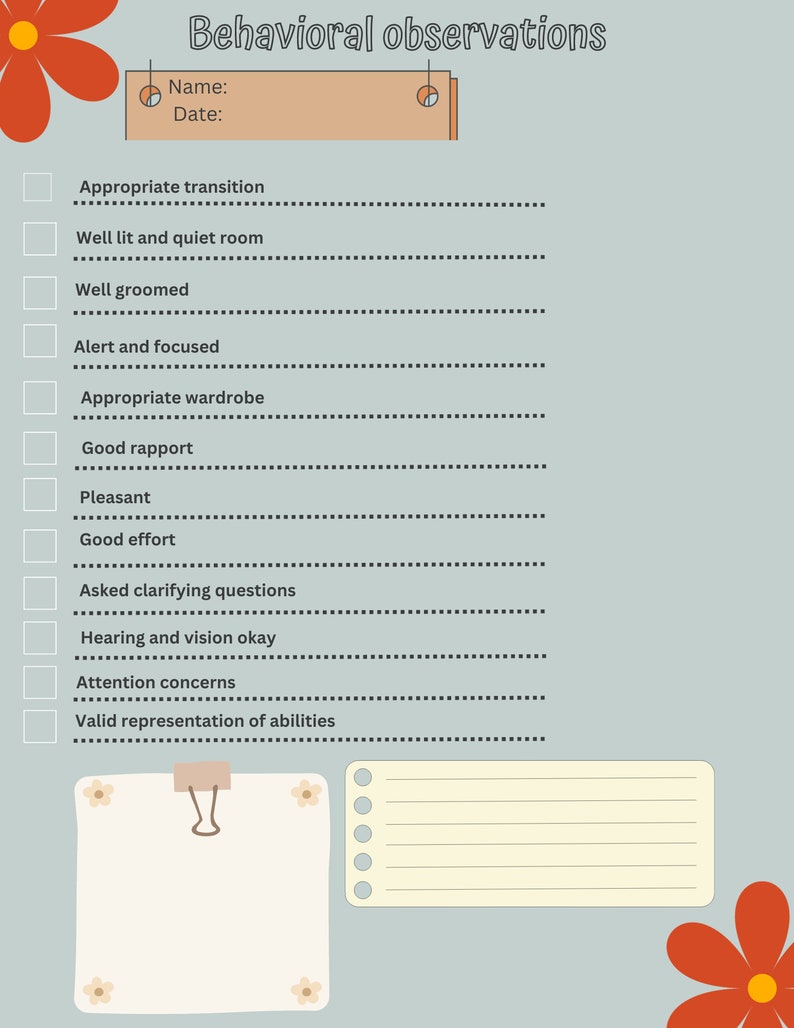 Retro Behavioral Observation Checklist for School Psychologists ...