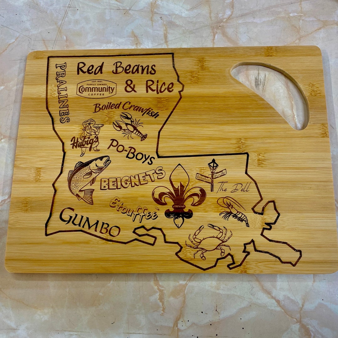 Authentic Louisiana Bamboo Cutting Board NOLA La Gumbo Cajun Crawfish ...
