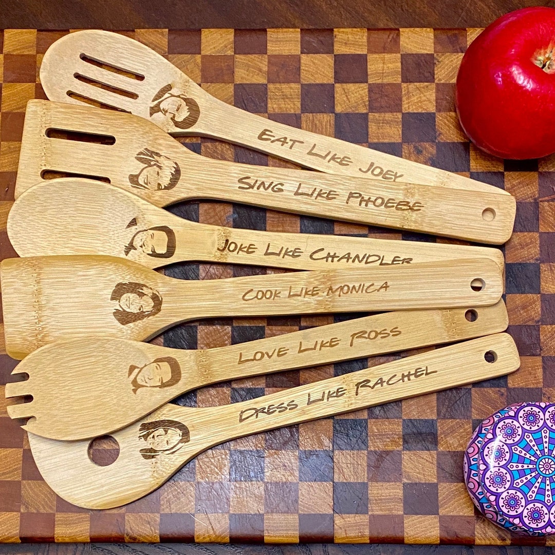 Friends Bamboo Cooking Spoons set of 6 and Singles W/ Optional Holder ...