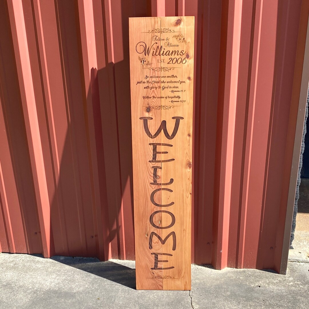 Customized Cedar Welcome Sign Cedar Gifts Welcome Gifts Front Door Sign ...