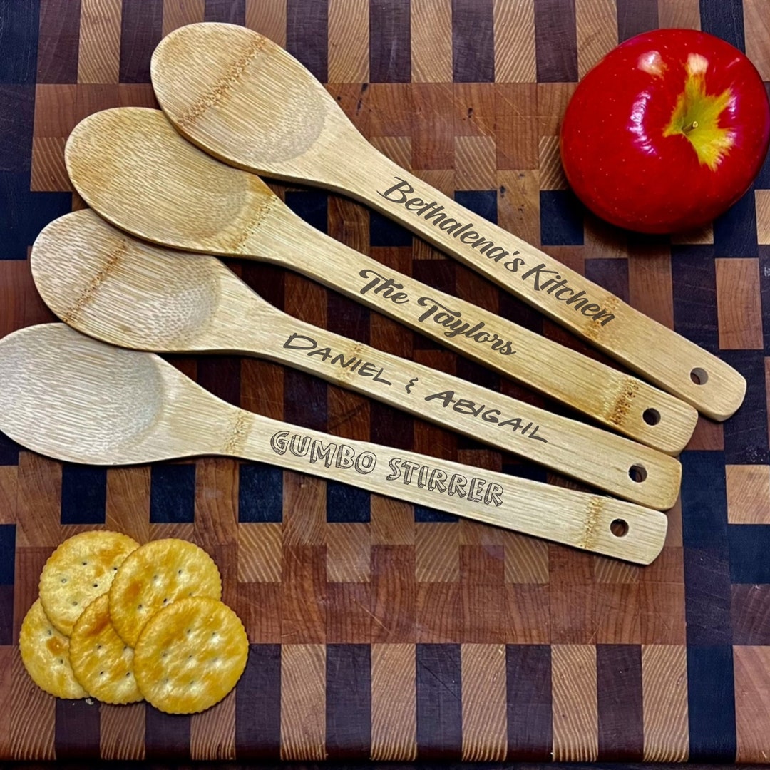 Engraved Bamboo Spoon, Bamboo Spoon, Personalized Wooden Spoon, Cooking ...