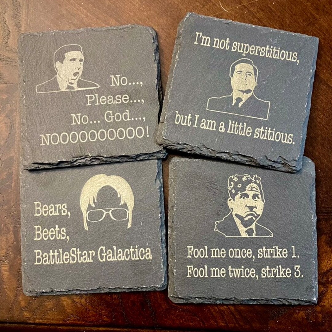 The Office Slate Coasters set of 4 includes Custom Holder. Michael ...
