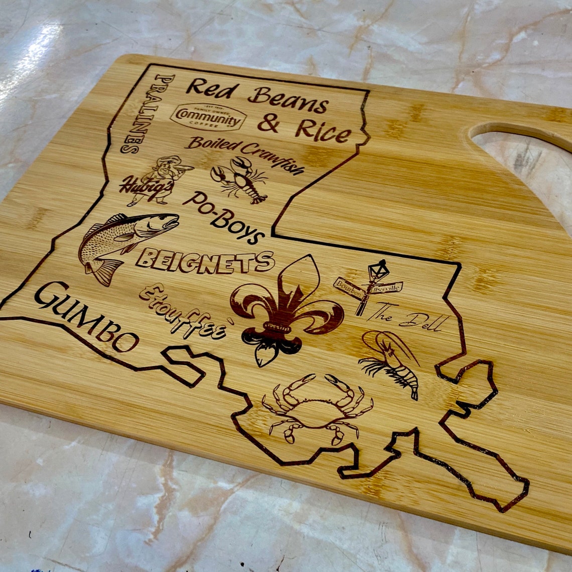 Authentic Louisiana Bamboo Cutting Board NOLA La Gumbo - Etsy