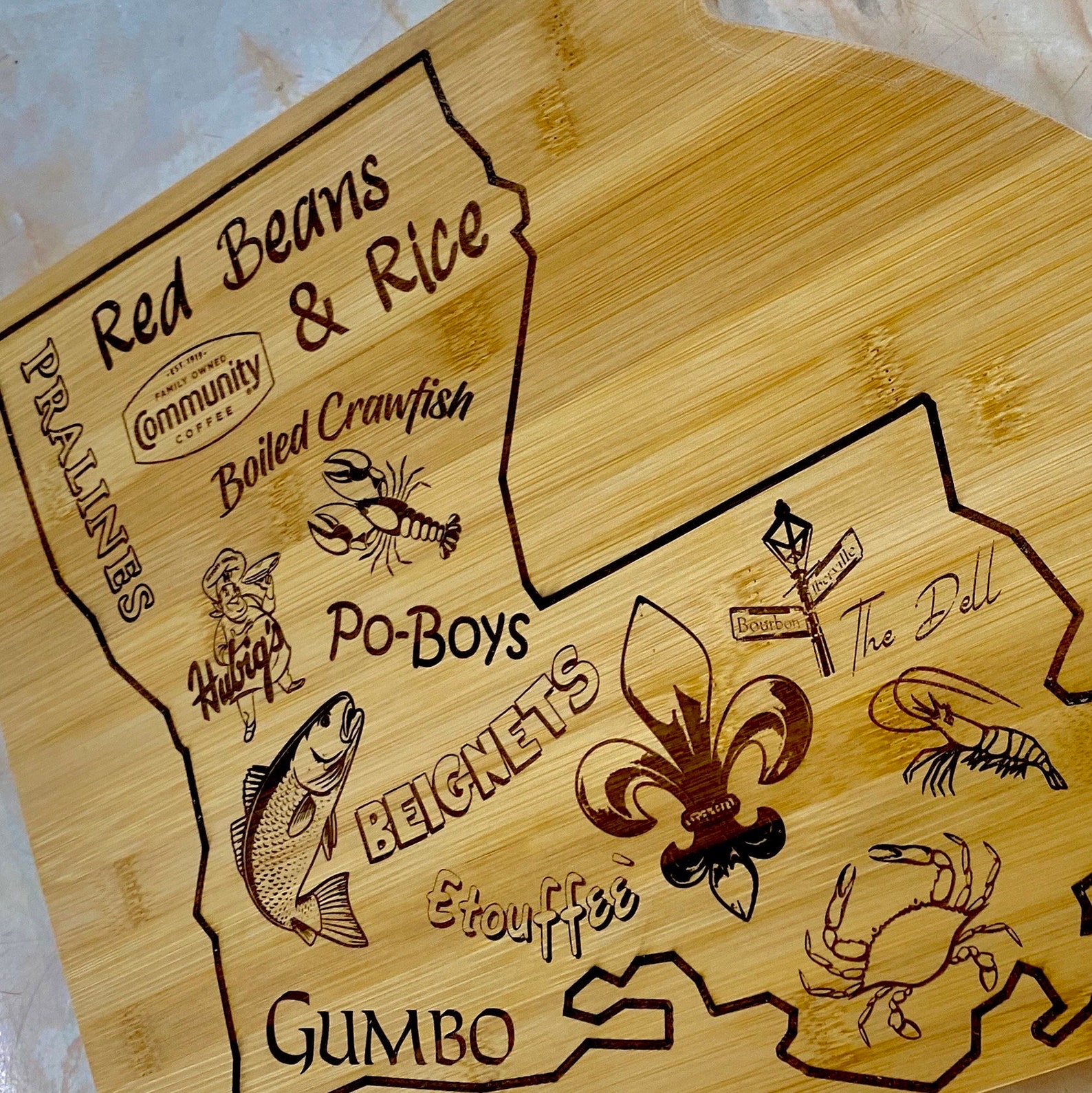 Authentic Louisiana Bamboo Cutting Board NOLA La Gumbo - Etsy