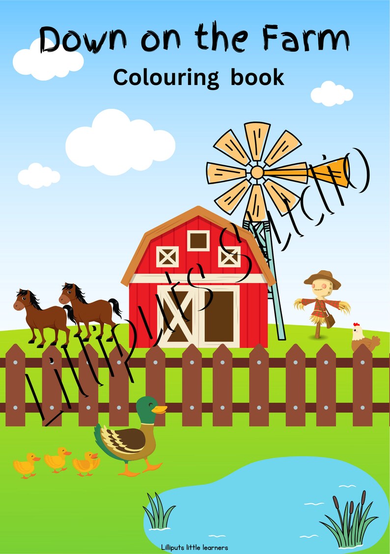 Down at the Farm Colouring in Book - Etsy
