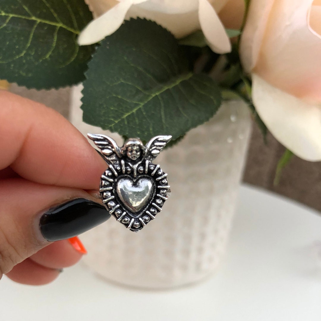 Sacred Heart With Angel Ring/ Angel Ring / Religious Ring/catholic Ring ...