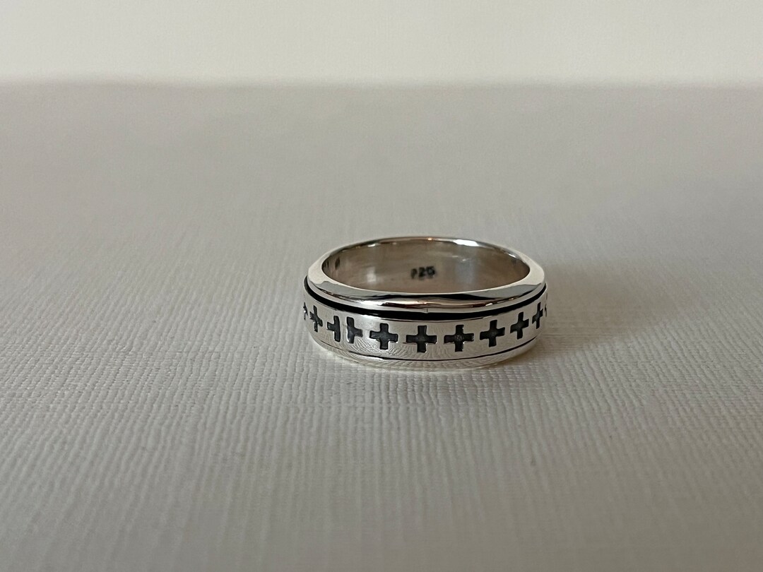 Sterling Silver Men's Cross Ring/men Spinner Ring/sterling Silver ...