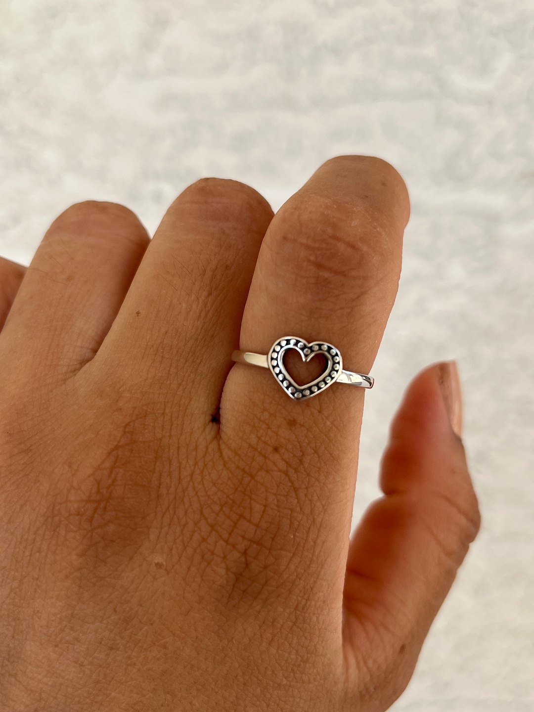 Bali Heart Ring/ Mini Heart Ring/ Sterling Silver Heart Ring/ Boho Heart Ring/ Gift for Her ...