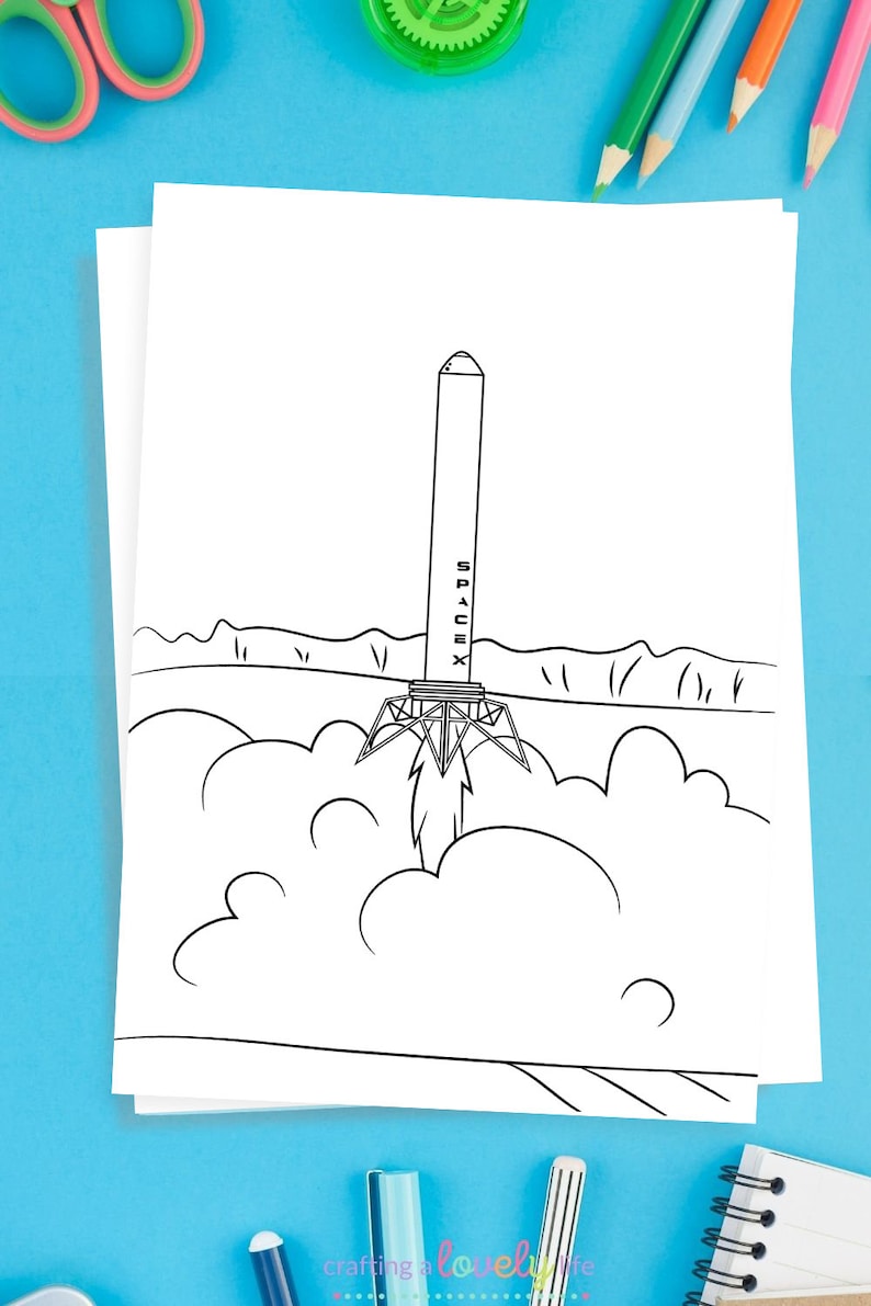 Spacex Coloring Pages, Printable Colouring Sheets, Digital Download ...
