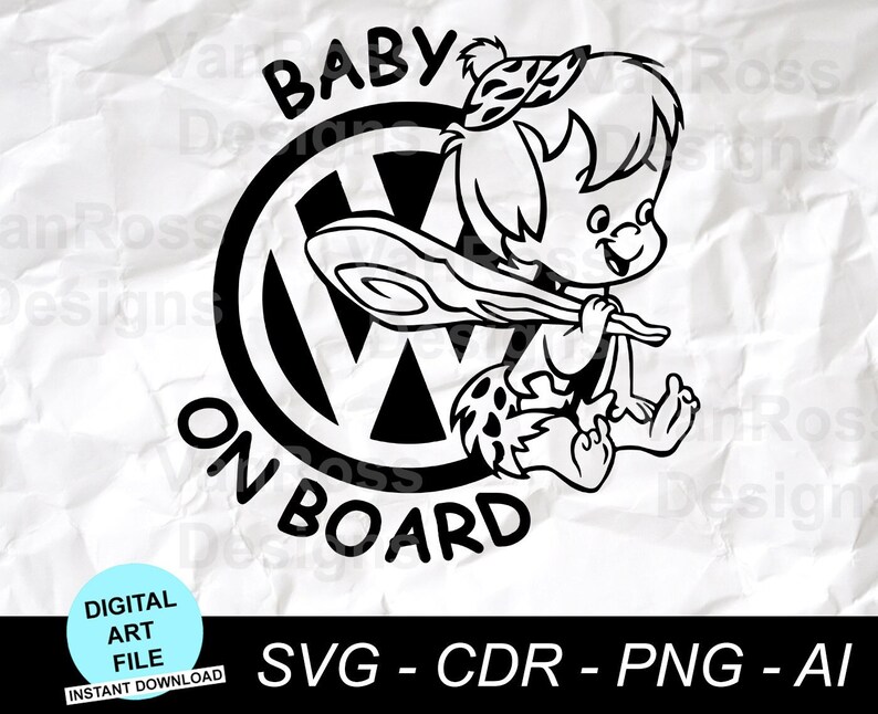Bambam VW Baby on Board Sticker/decal Car Window Car Bumper Sticker ...