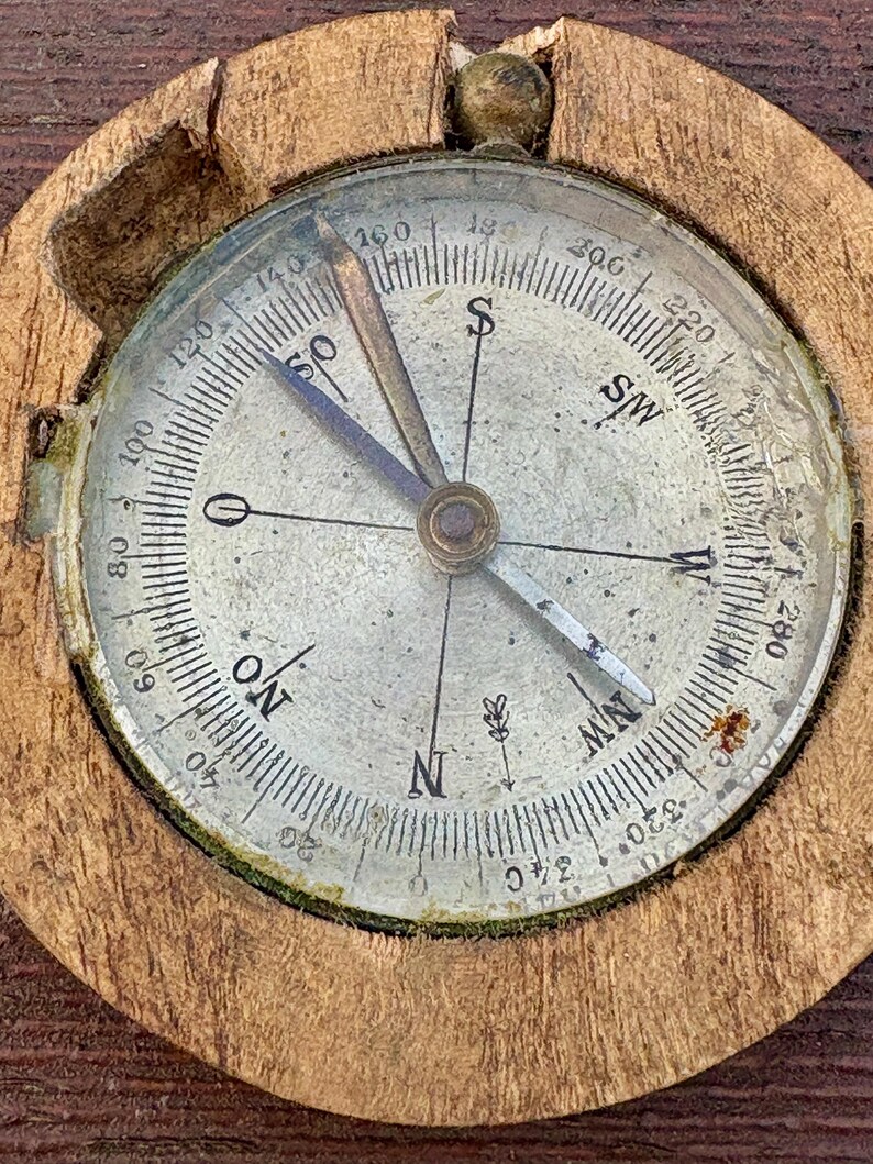 Antique Field Compass Late 1800s Rustic Surveyor’s Wooden Case Early ...