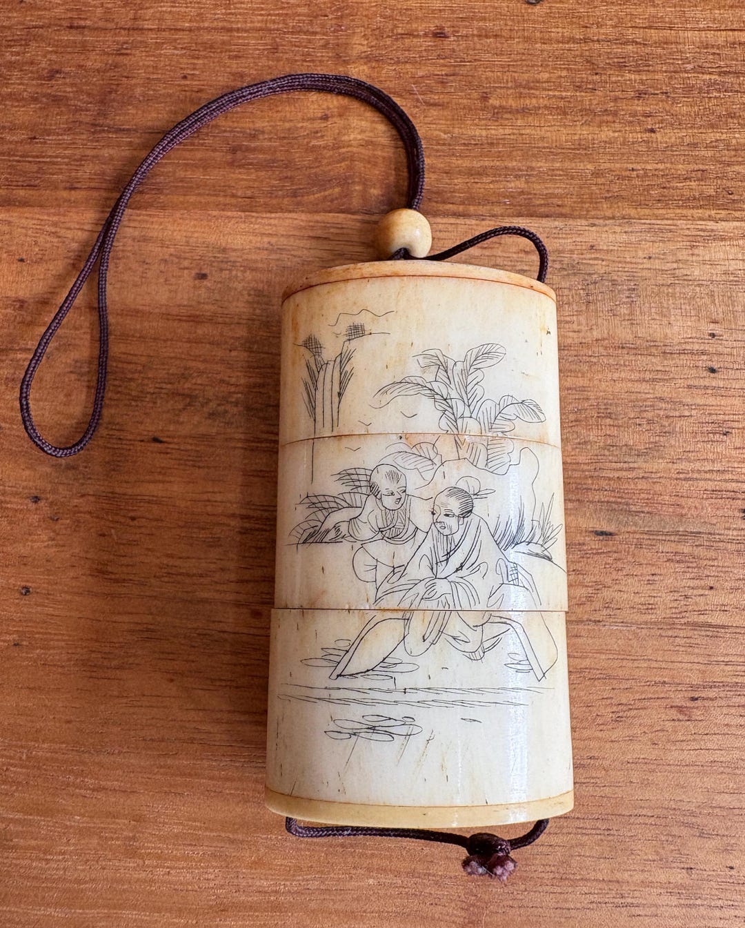 Antique Japanese Inro Early 20th Century Hand Carved Bovine Bone ...