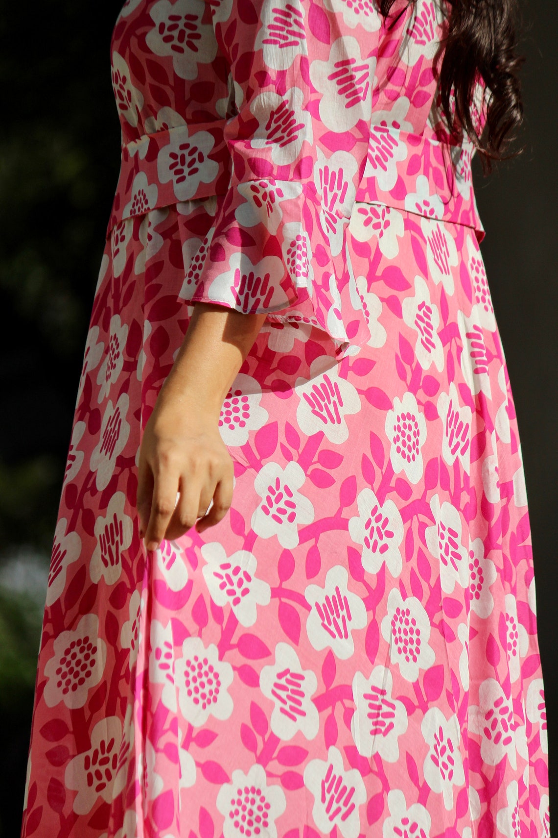 Hand Block Printed Dress Floral Print Dress Summer Maxi - Etsy