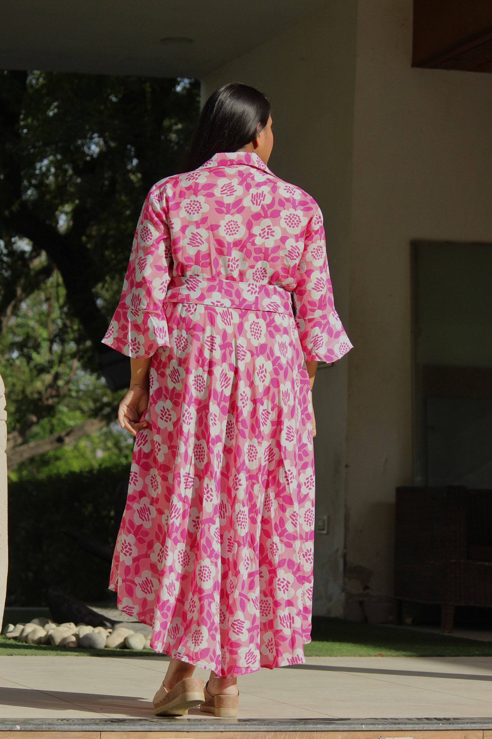 Hand Block Printed Dress, Floral Print Dress, Summer Maxi Dress, Long ...