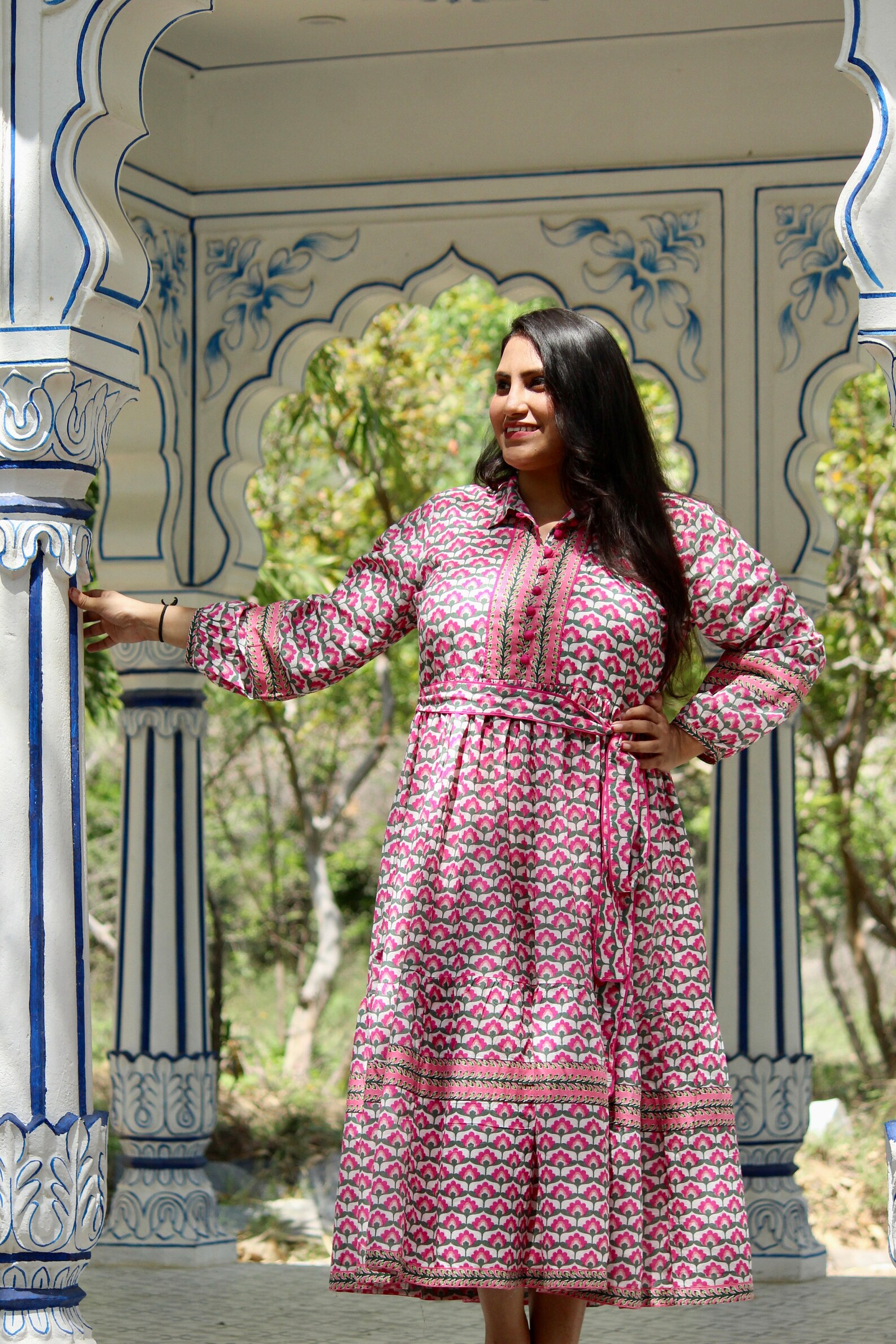 Hand Block Print Dress Shirt Dress Women summer Cotton - Etsy