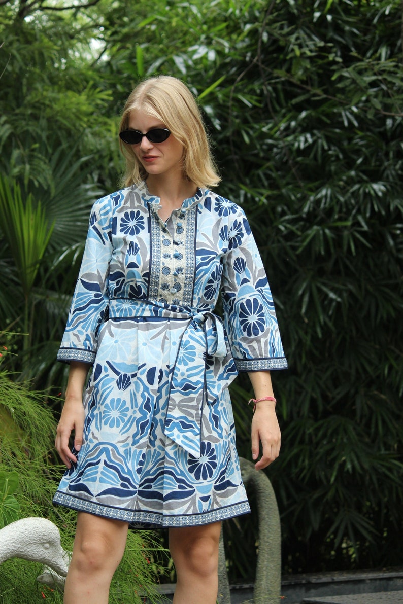 Block Print Dress, Mini Dress Women ,summer Cotton Dress, Cotton ...