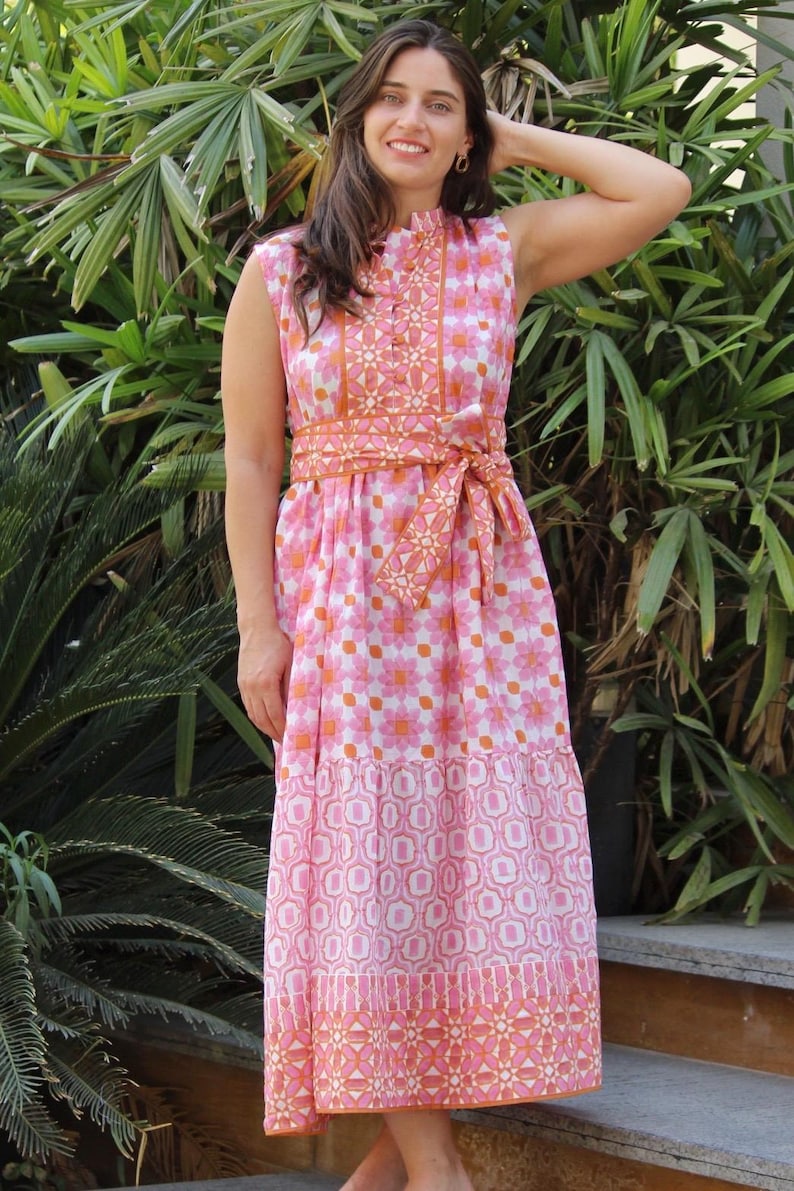 Hand Block Print Cotton Dress, Bohemian Floral Shirt Dress - Etsy
