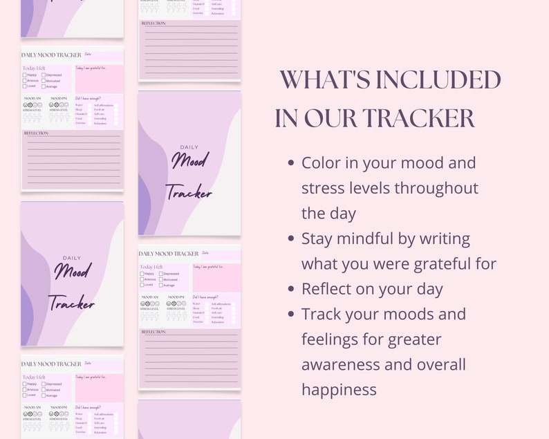 Aesthetic Daily Mood Tracker, Mental Health Journal, Anxiety Journal ...