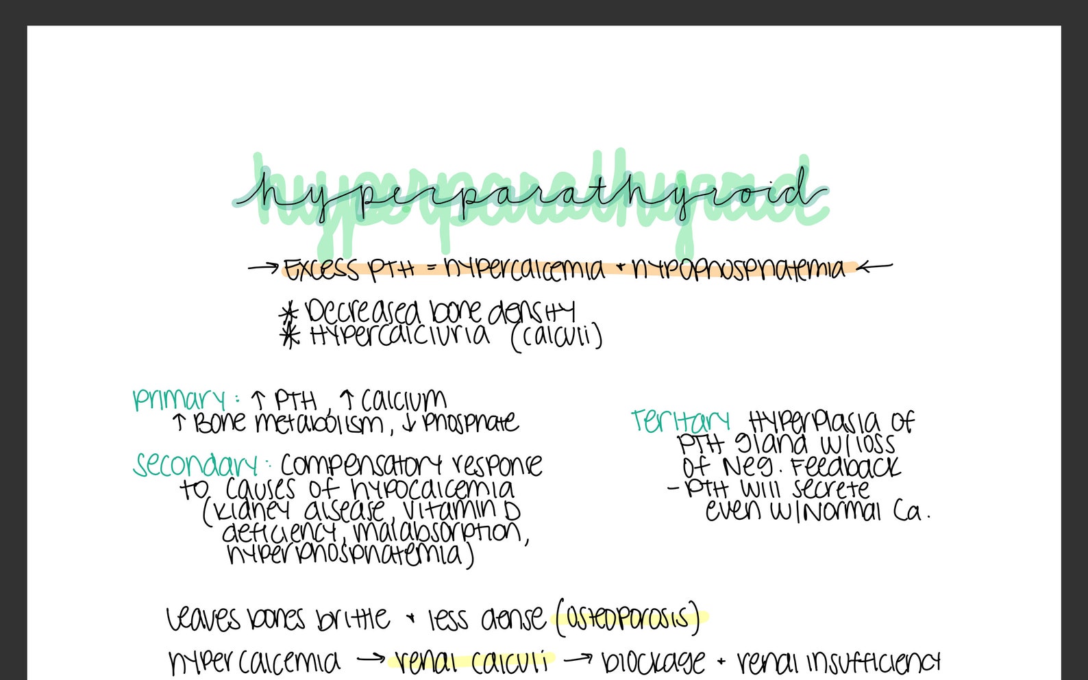 Hyperparathyroidism Nursing Study Sheet - Etsy