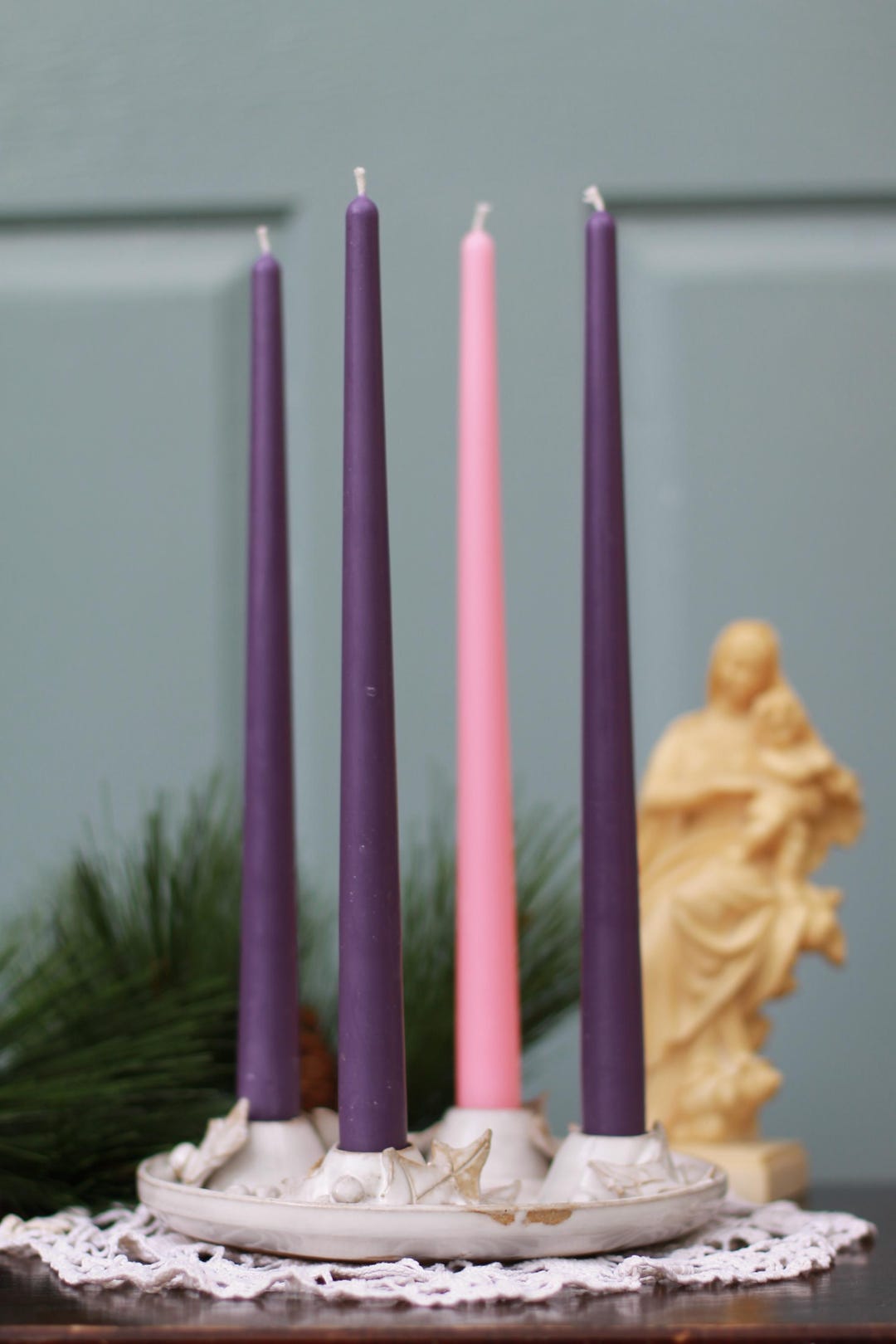 100% Organic Beeswax Advent Candles - Deep Violet and Rose - Etsy