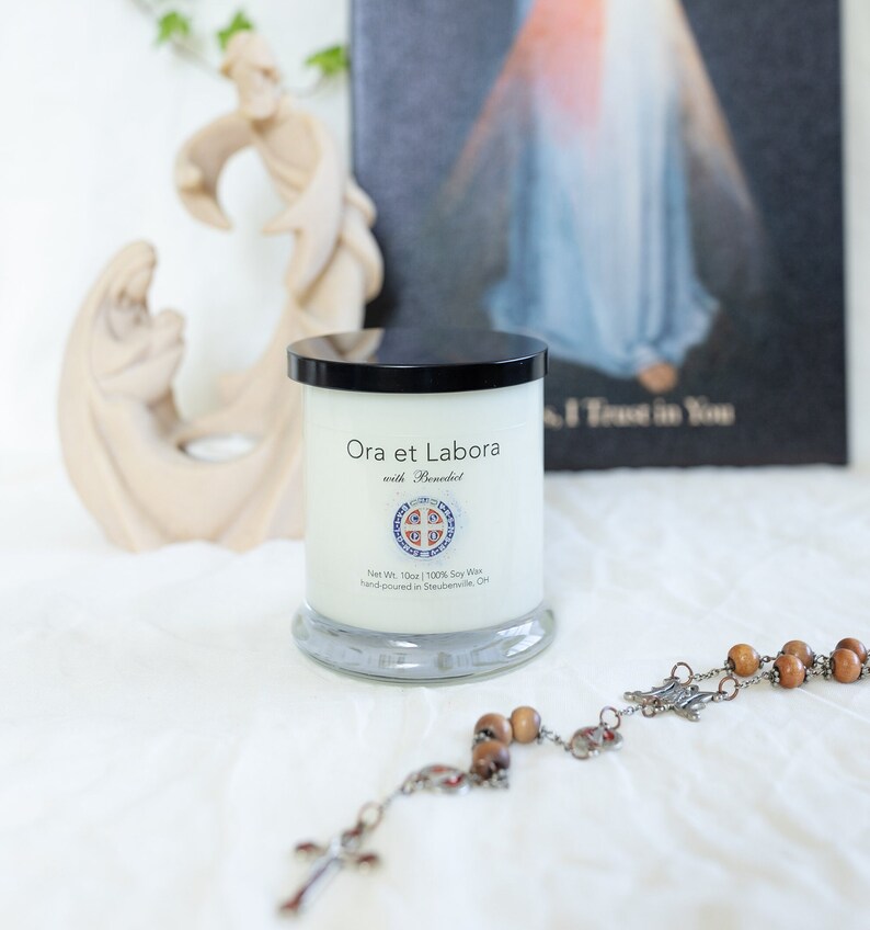 Ora Et Labora With Benedict - 10 Oz. Soy Candle - Scent: Incense ...