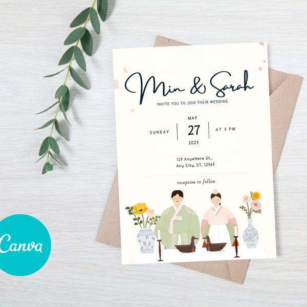 Korean Wedding Invitation Template - Etsy