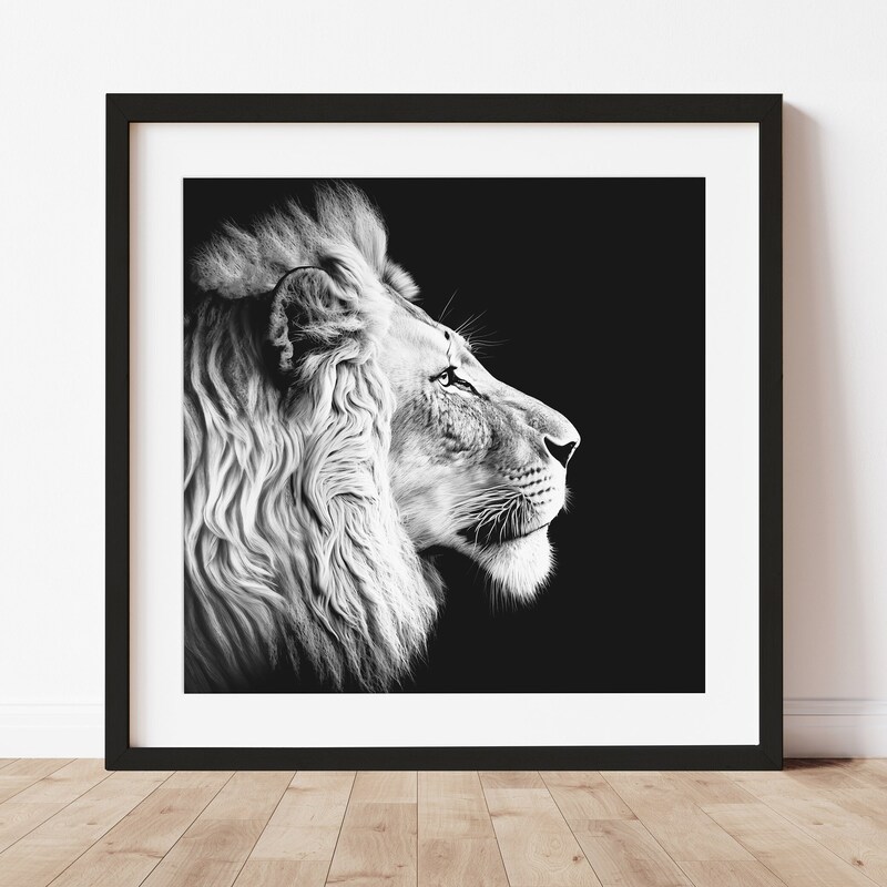 Black and White Lion Art - Etsy