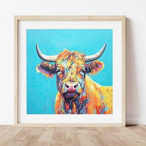 Colorful Highland Cow Painting - - Etsy