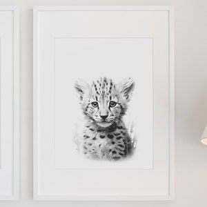 Nursery Safari Animals Black and White Watercolor, Set of 6, Printable ...