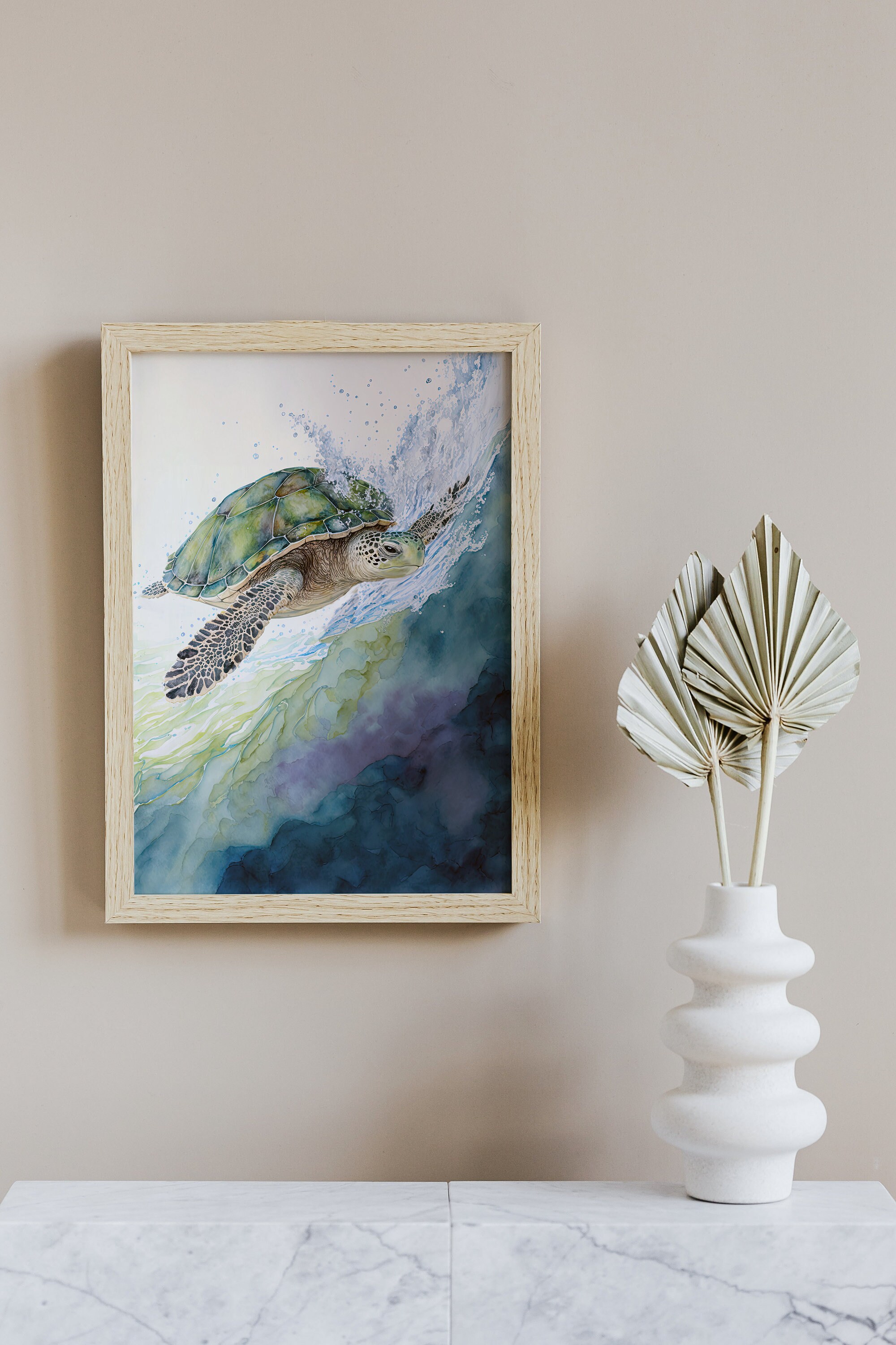 Sea Turtle Watercolor Print, Green Sea Turtle Art, Sea Turtle Art, Sea ...
